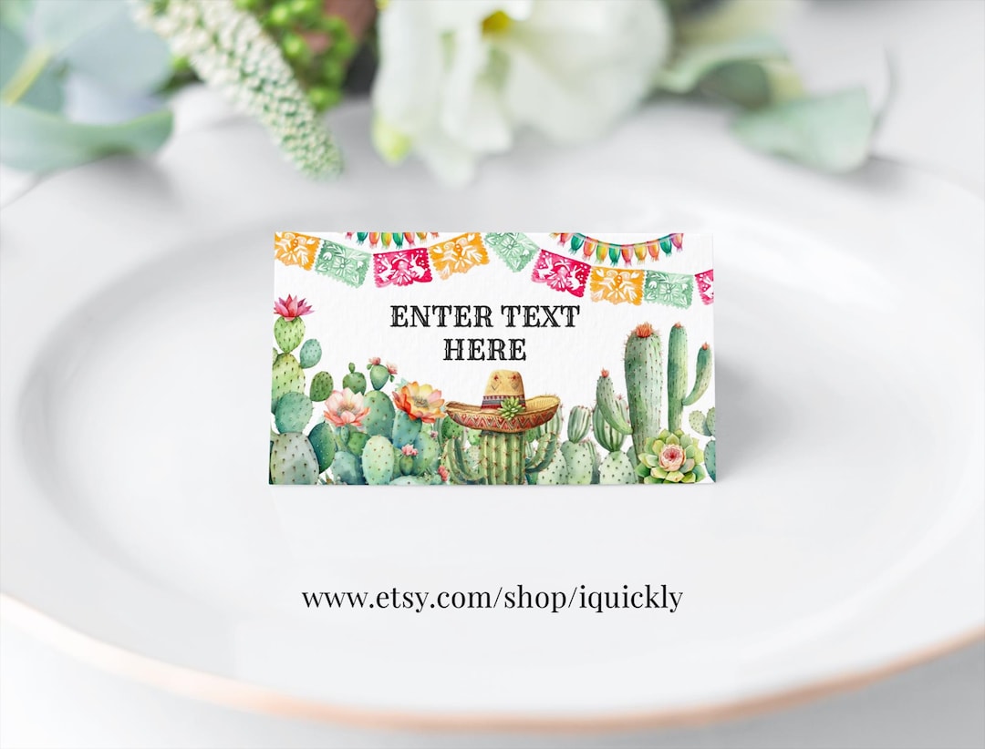 EDITABLE Fiesta Food Tags, Three Esta Party Buffet Label Mexican Tent ...