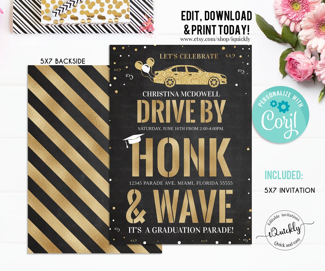 Editable Drive By Graduation Parade Invitation Drive Through | Etsy