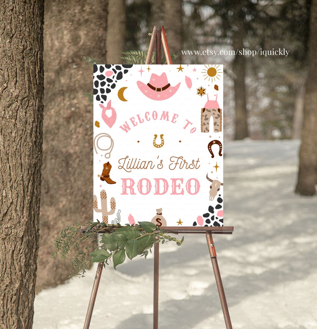 EDITABLE My First Rodeo Birthday Party Signs Cowboy Welcome Sign ...