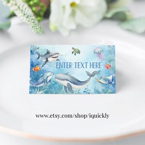 Editable Under the Sea Birthday Favor Tags Oneder the Sea Thank You ...