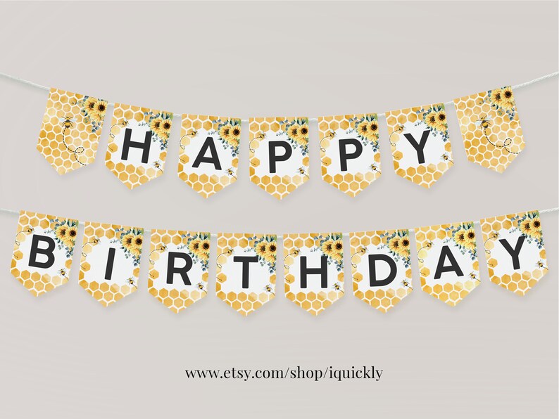 Editable Bee Party Decorations Honey Bee Package Birthday - Etsy