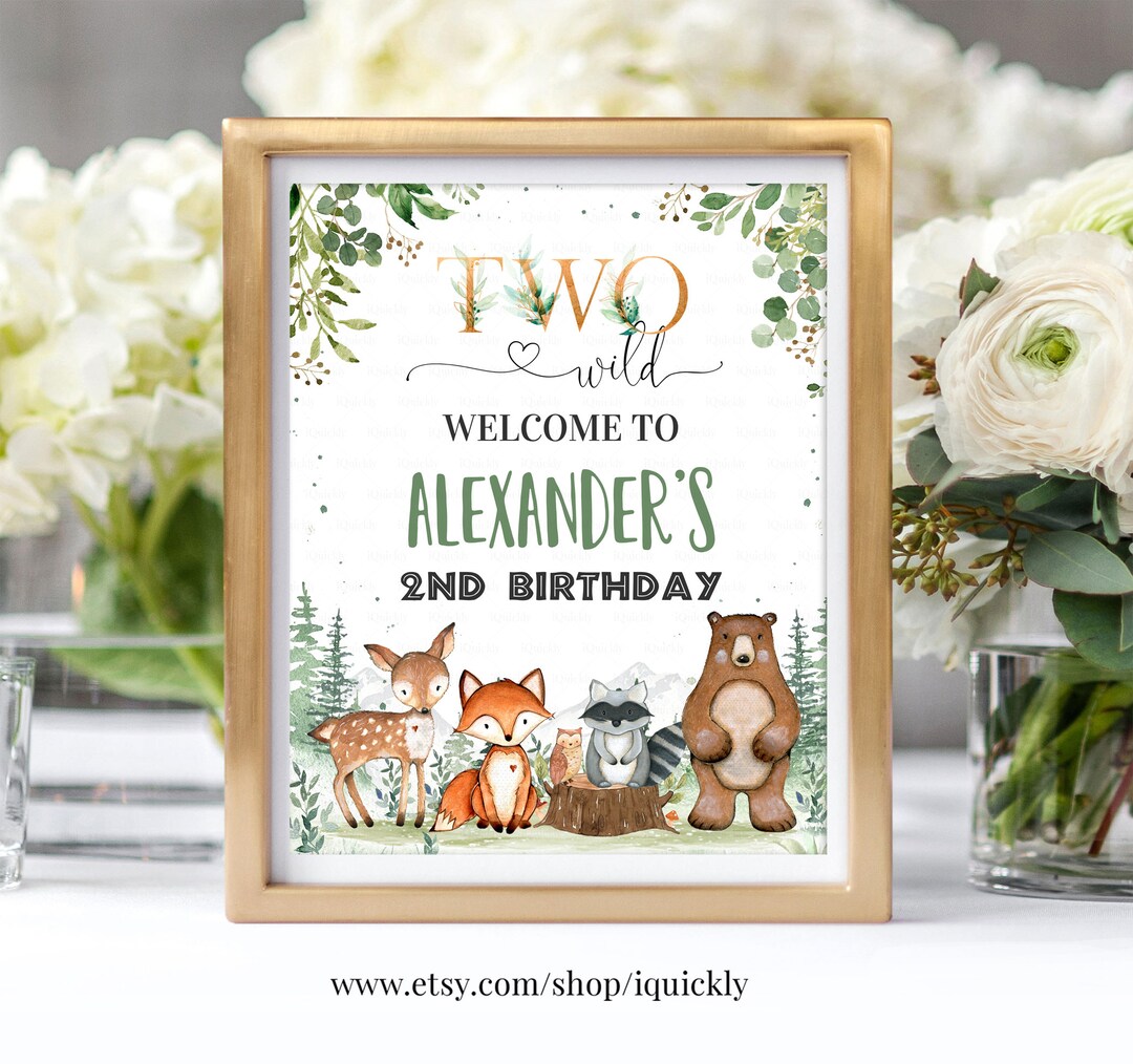 EDITABLE Woodland Welcome Sign, Woodland Birthday Sign Decorations Two ...