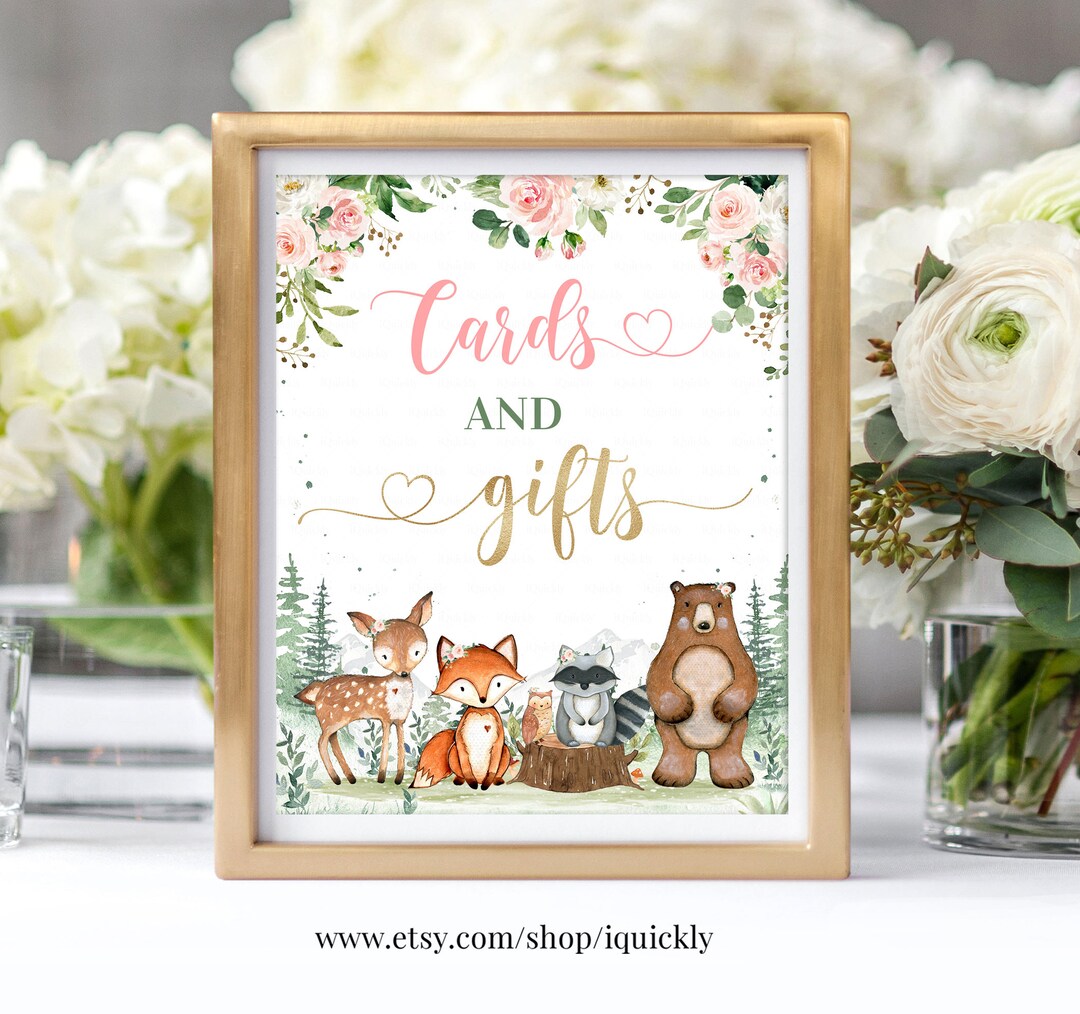 Woodland Baby Shower Cards and Gifts Sign, 8x10 Cards and Gifts Sign ...