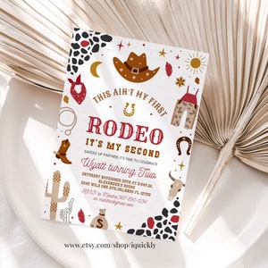 Editable My Second Rodeo Invitation Cowboy Birthday Invite Wild West ...