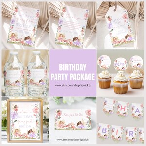 Editable Fairy Birthday Party Favor Box Label Printables Garden Floral ...