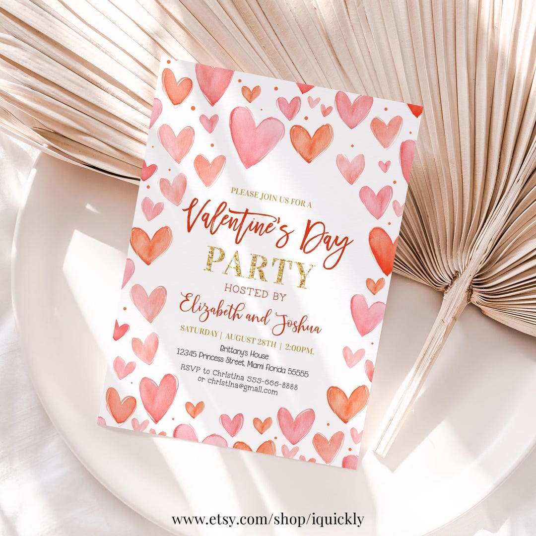 Editable Valentine Invitation Galentine Party Invite Heart February ...