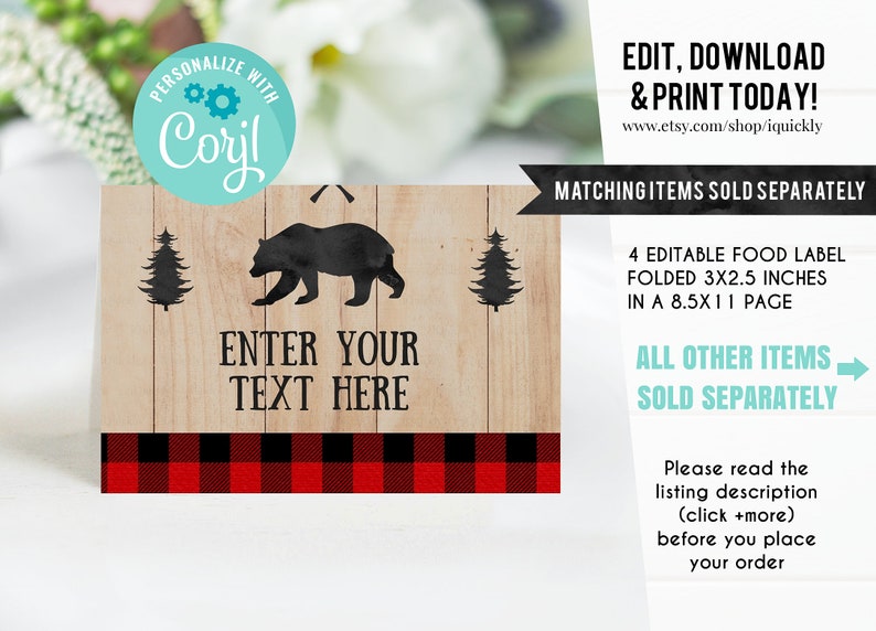 Editable Lumberjack Water Bottle Labels Buffalo Plaid Water | Etsy