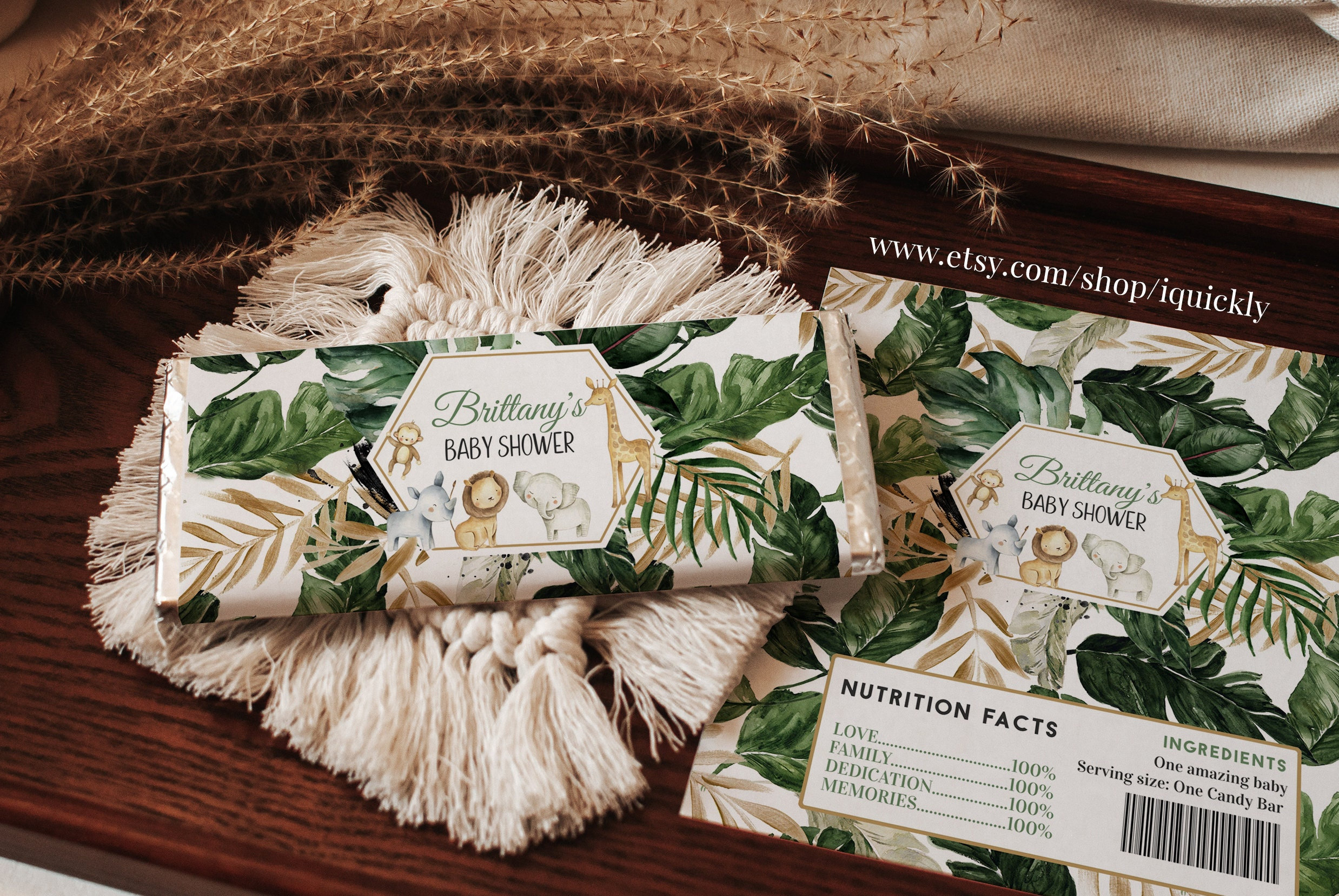 EDITABLE Safari Candy Bar Wrapper, Jungle Chocolate Bar Wrappers Wild ...