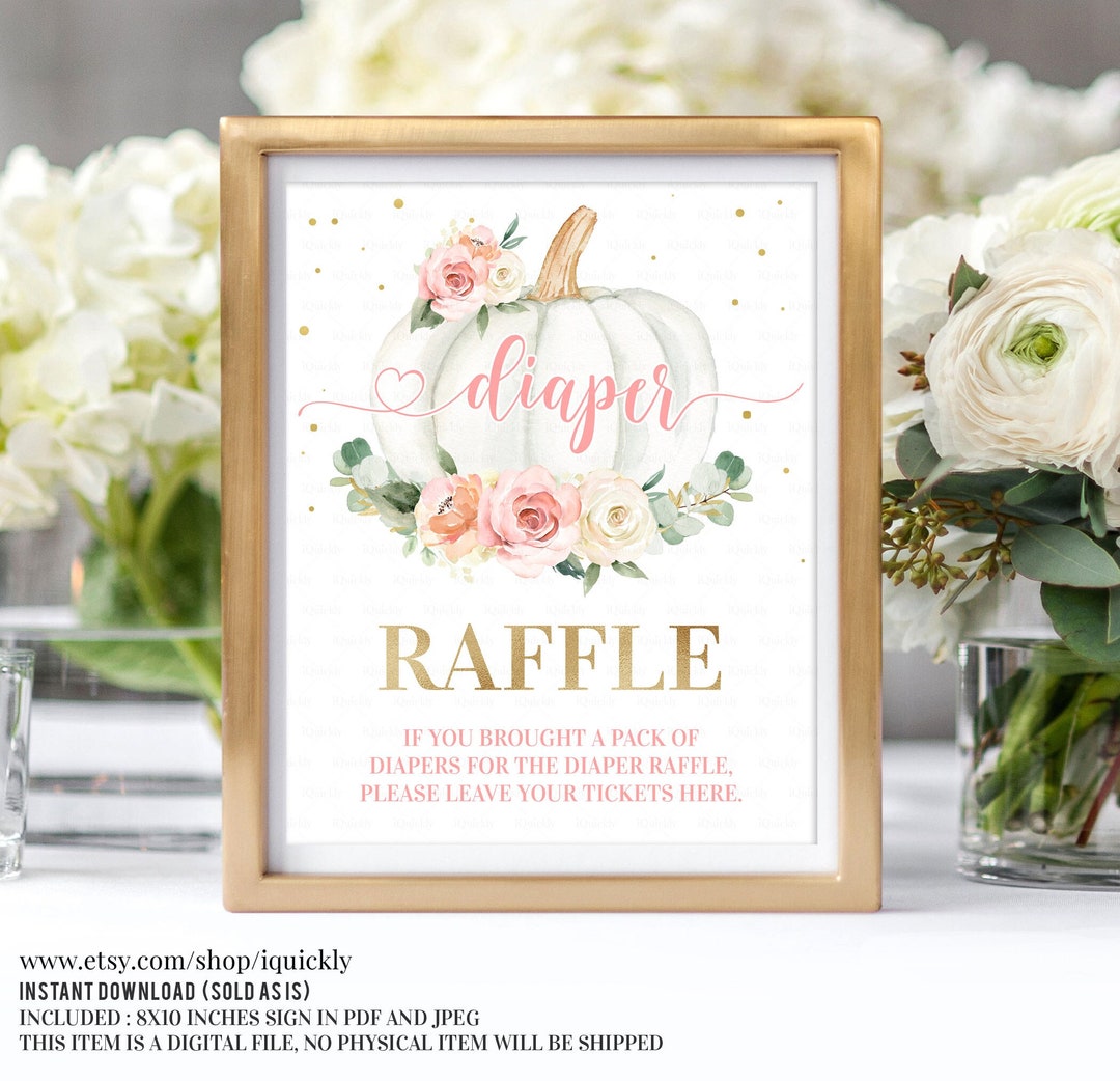 Pumpkin Diaper Raffle Sign Printable Diaper Raffle Baby Shower Sign ...