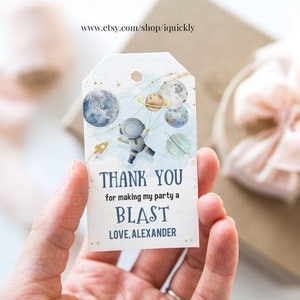 Editable Outer Space Favor Tags Space Birthday Thank You Label Galaxy ...