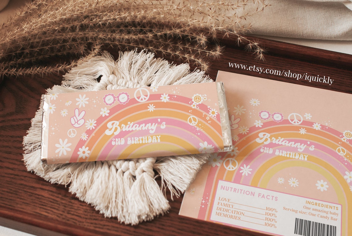 Editable Groovy Bag Label Template Daisy Party Labels Sized to Print on ...