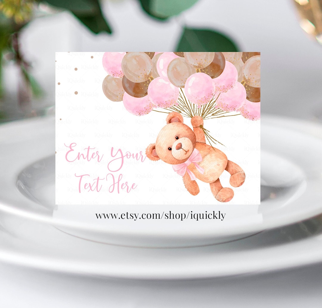 EDITABLE Teddy Bear Baby Shower Food Tags, Buffet Label, Tent Card Food ...