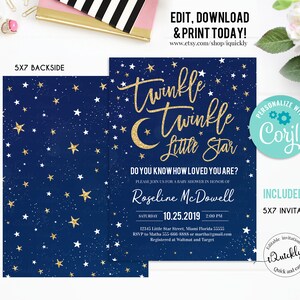 Editable Twinkle Twinkle Little Star Baby Shower Banner, Boy Shower ...