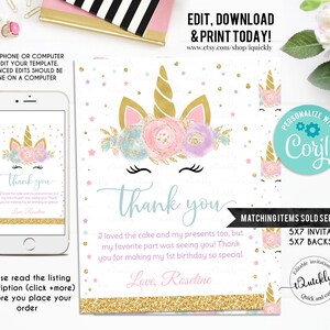EDITABLE Unicorn Favor Tags, Thank You Tags, Gift Tags, Unicorn Party ...
