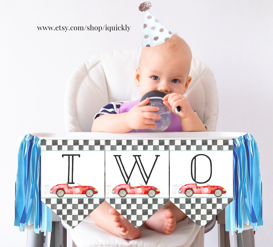 Editable TWO Fast High Chair Banner Racecar Highchair Banner Racing Car ...