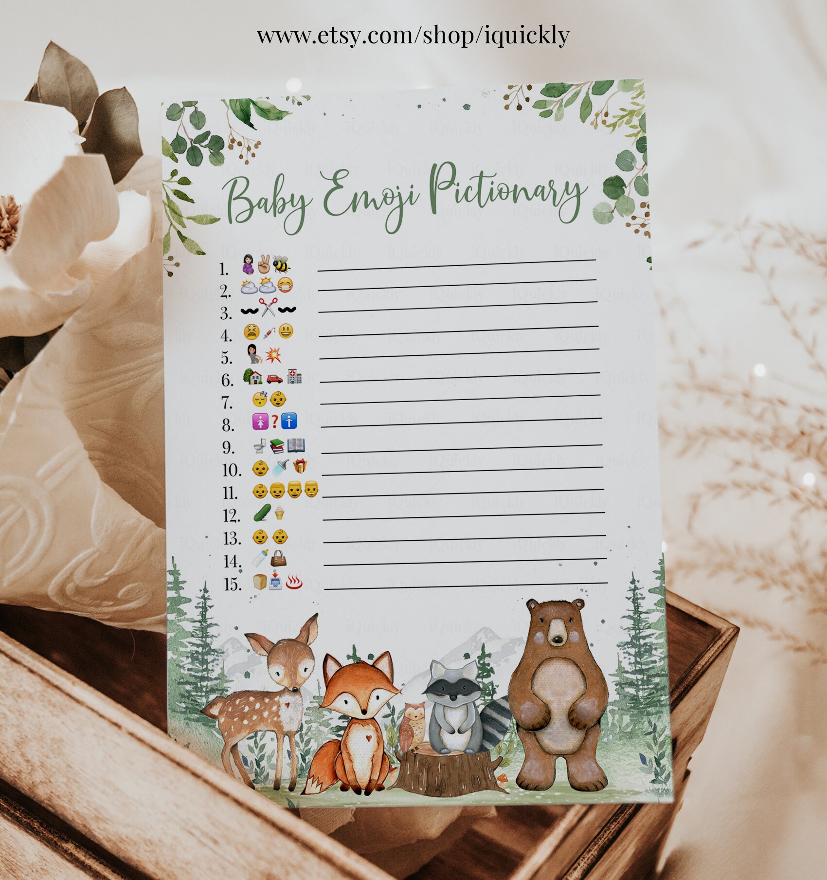 Woodland Baby Shower Table Signs Forest Cards and Gifts Diaper - Etsy