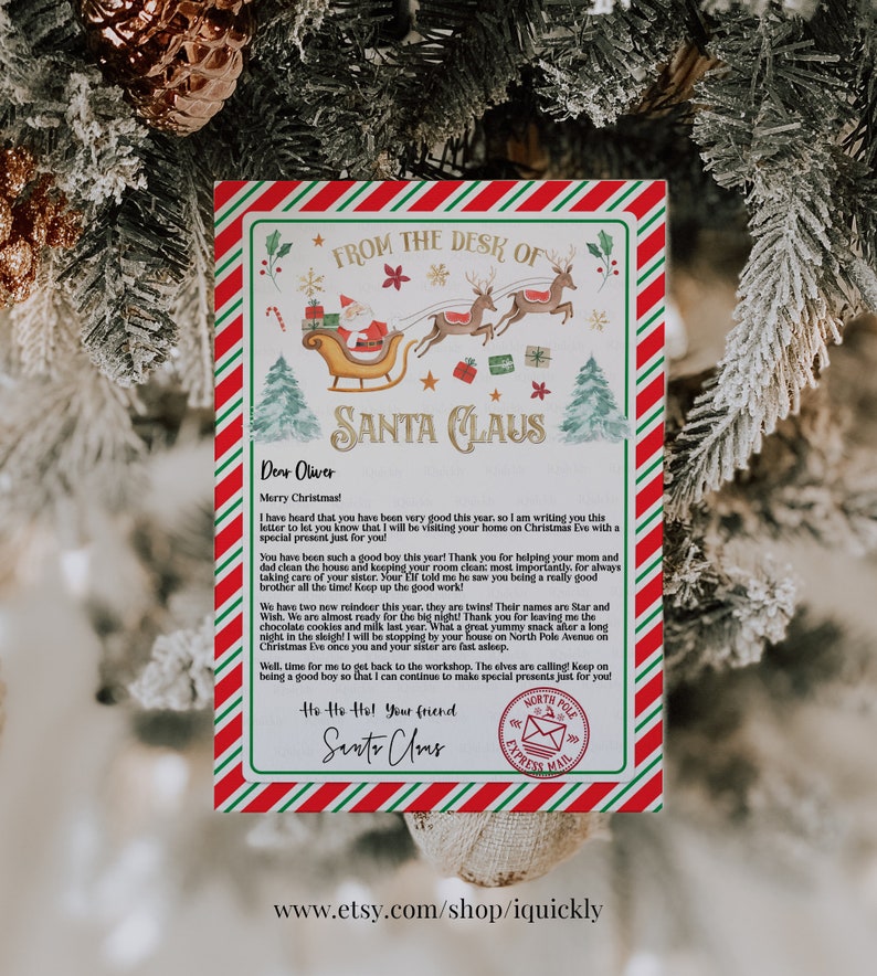 Editable Personalized Letter From Santa Claus From the Desk of - Etsy