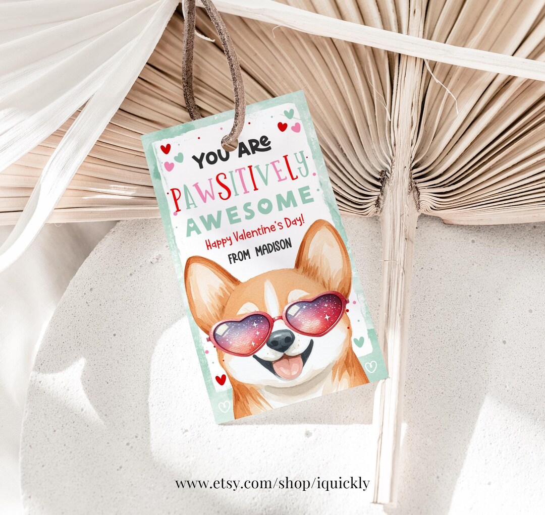 Classroom Gift Tag Editable Cute Puppy Valentine's Day Favors Tags Dog ...