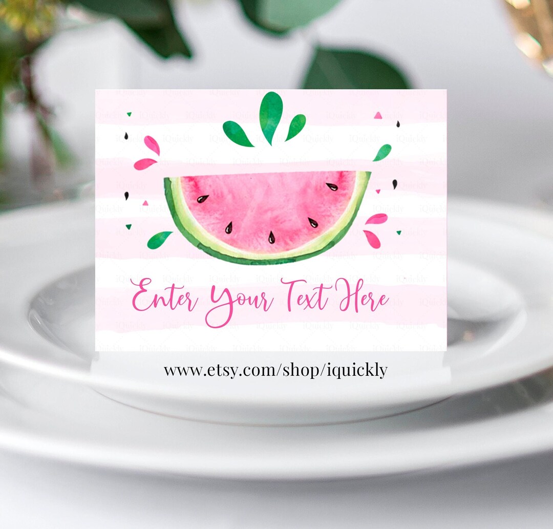 EDITABLE Watermelon Tags Buffet Label Tent Card Food Labels Place Cards ...