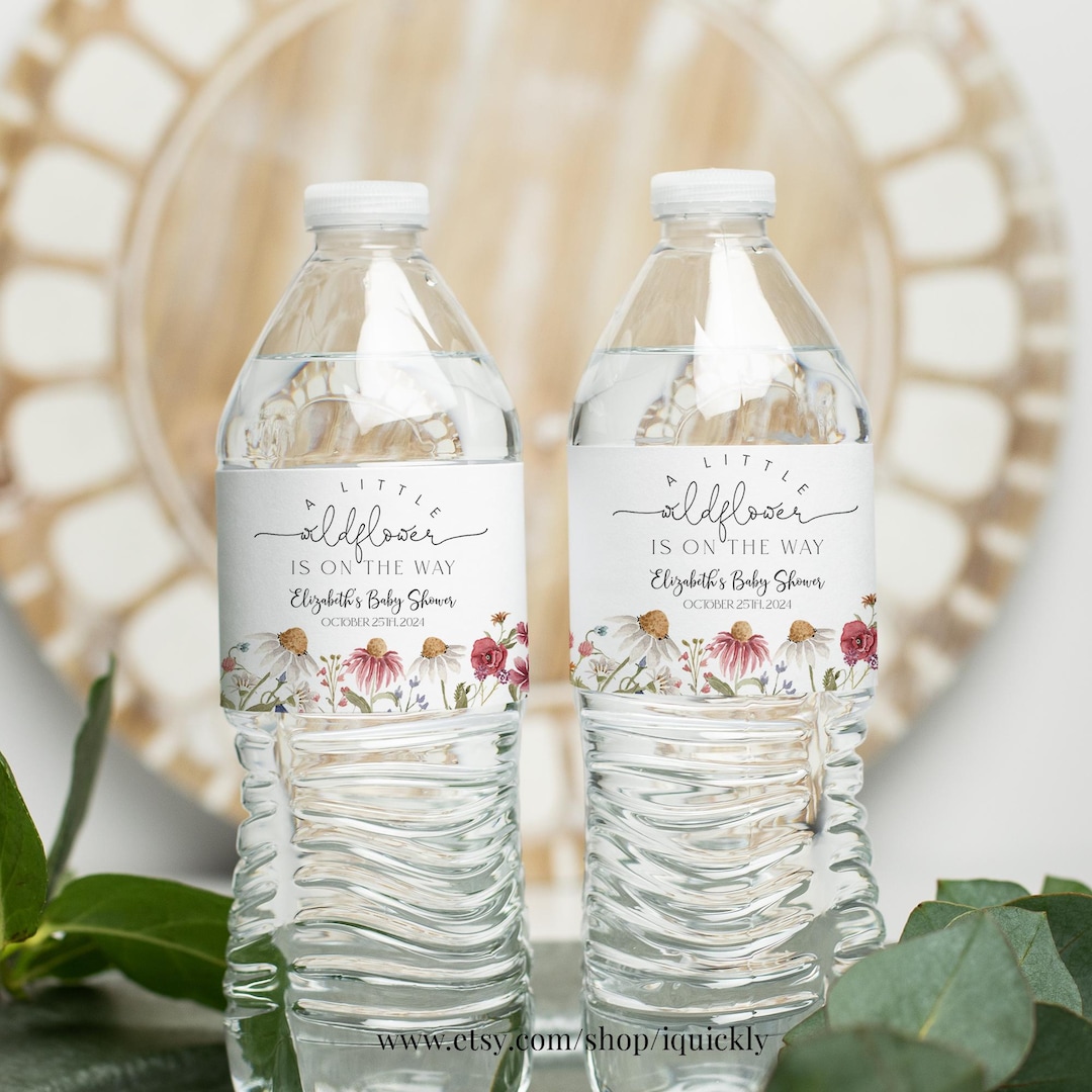 Wildflower Baby Shower Bottle Label Editable Bottle Label Garden ...