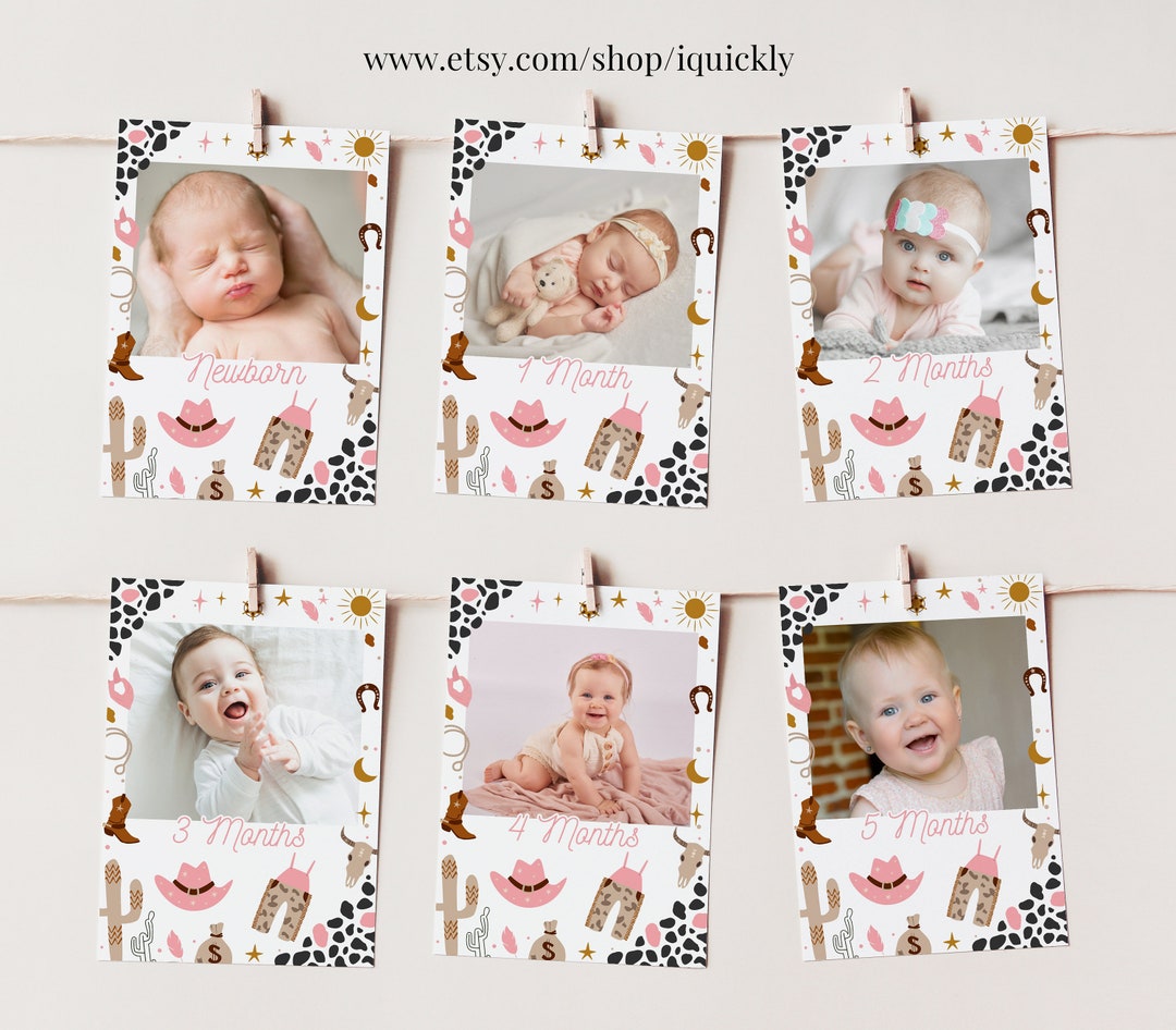 My First Rodeo Monthly Photo Banner Editable Cowgirl Birthday Banner ...
