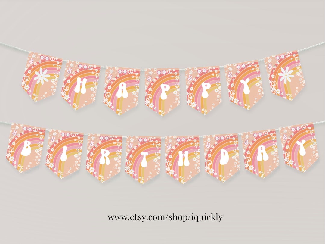 Editable Happy Birthday Banner Groovy Daisy Birthday Girl Party ...