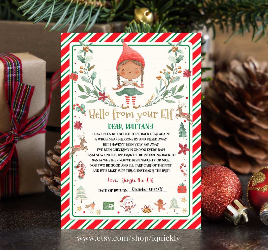 Editable Elf Arrival Letter Elf Return Letter Elf I'm Back Letter ...
