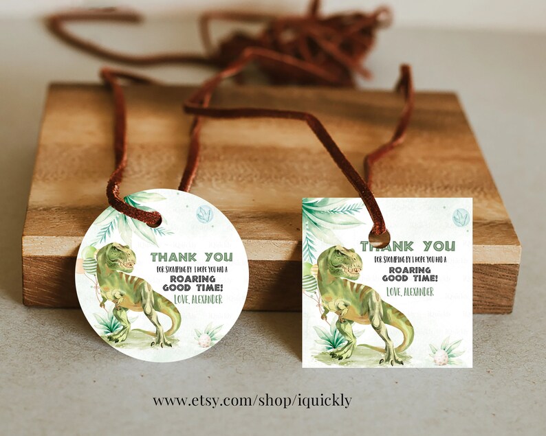 EDITABLE Three Rex Birthday Favor Tags, Dinosaur Party Favors Thank You ...