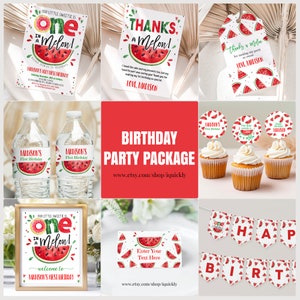 EDITABLE Watermelon Favor Tags Thank You Tags Gift Tags One in a Melon ...
