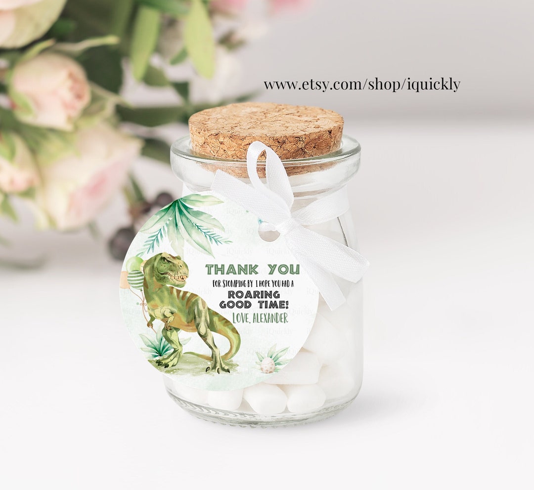 EDITABLE Three Rex Birthday Favor Tags, Dinosaur Party Favors Thank You ...