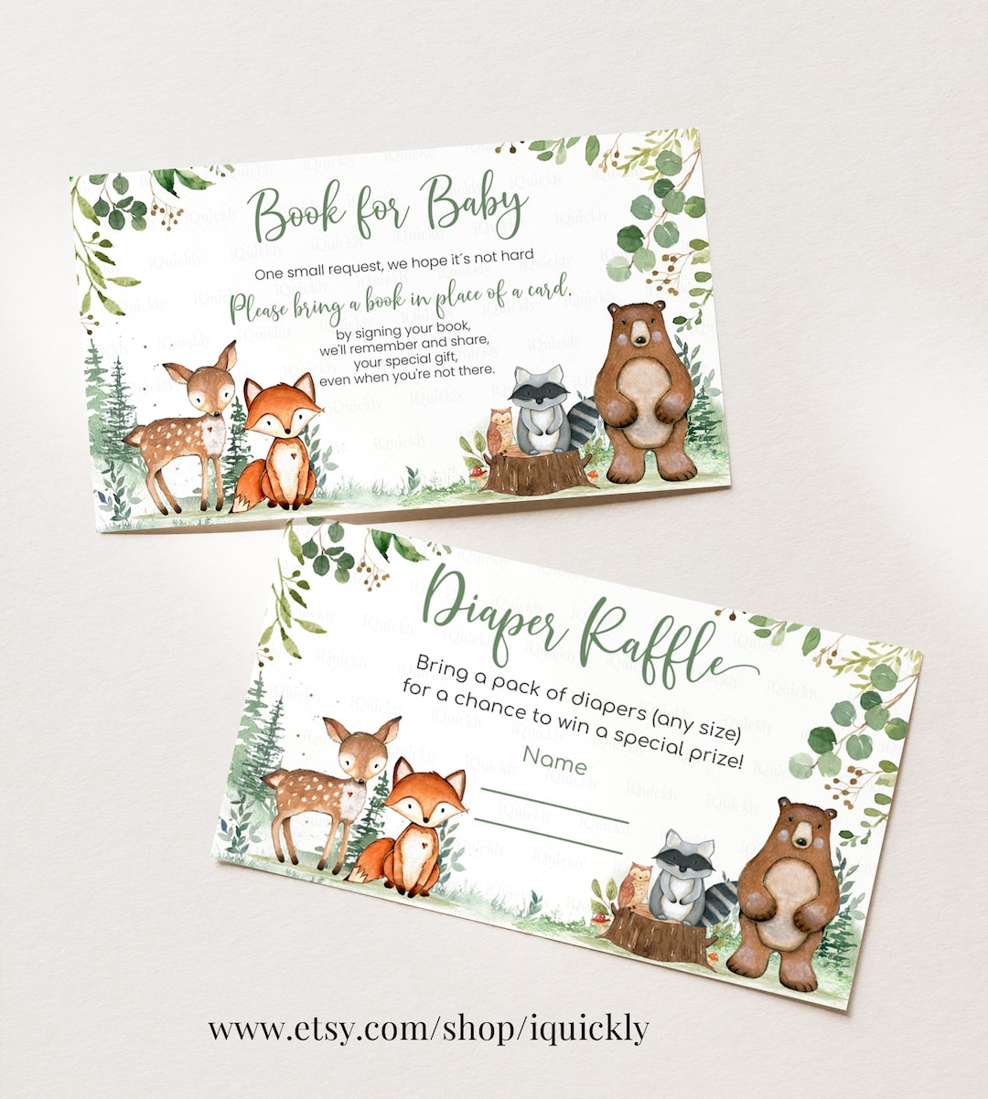 Woodland Baby Shower Diaper Raffle Book for Baby Gender Neutral ...