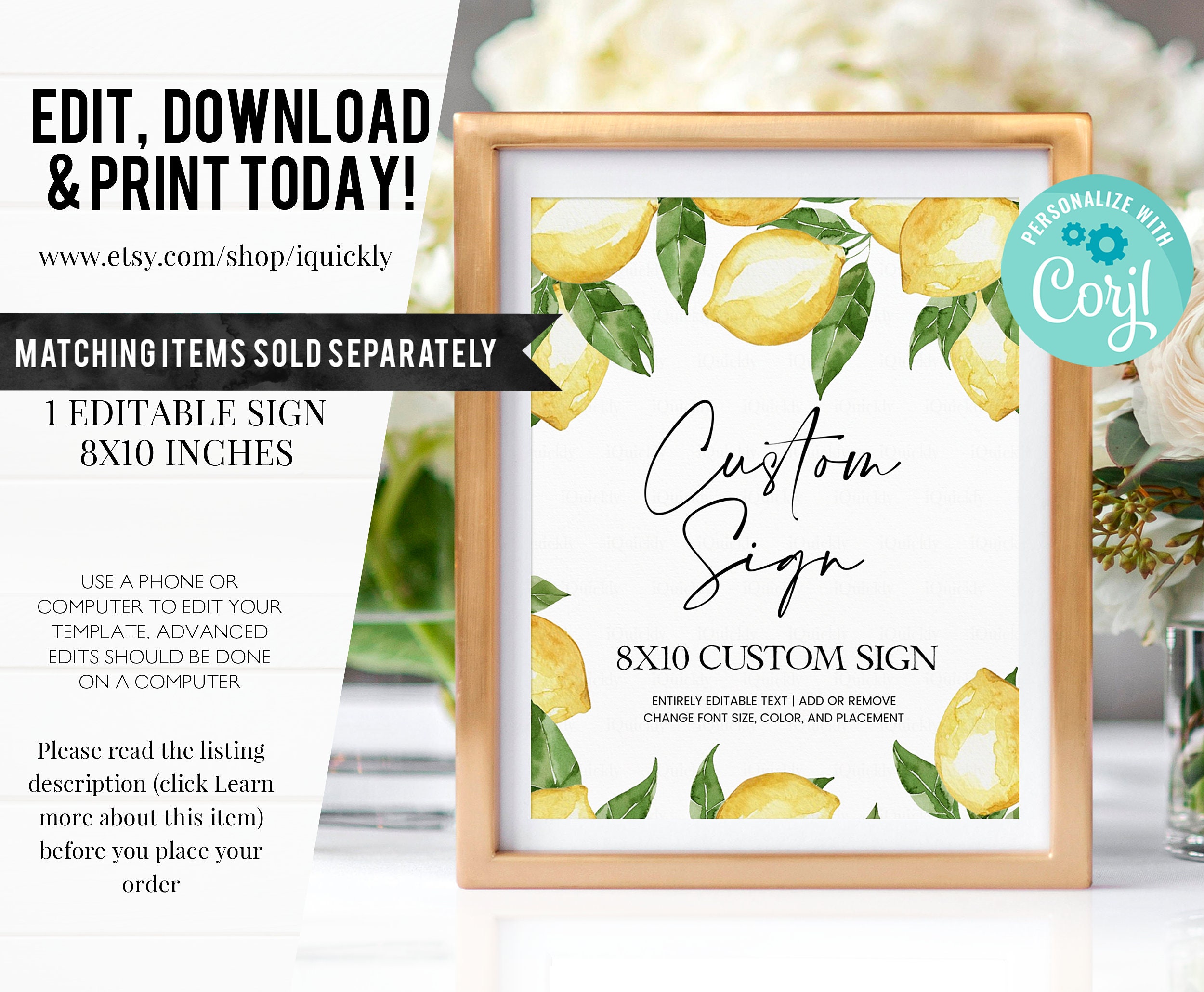 EDITABLE Lemon Food Tags, Lemonade Buffet Label, Citrus Tent Card Food ...
