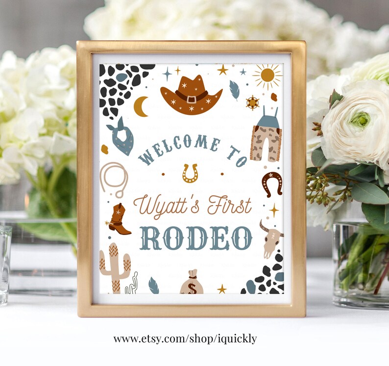 My First Rodeo Milestone Birthday Poster EDITABLE Cowboy First Birthday ...