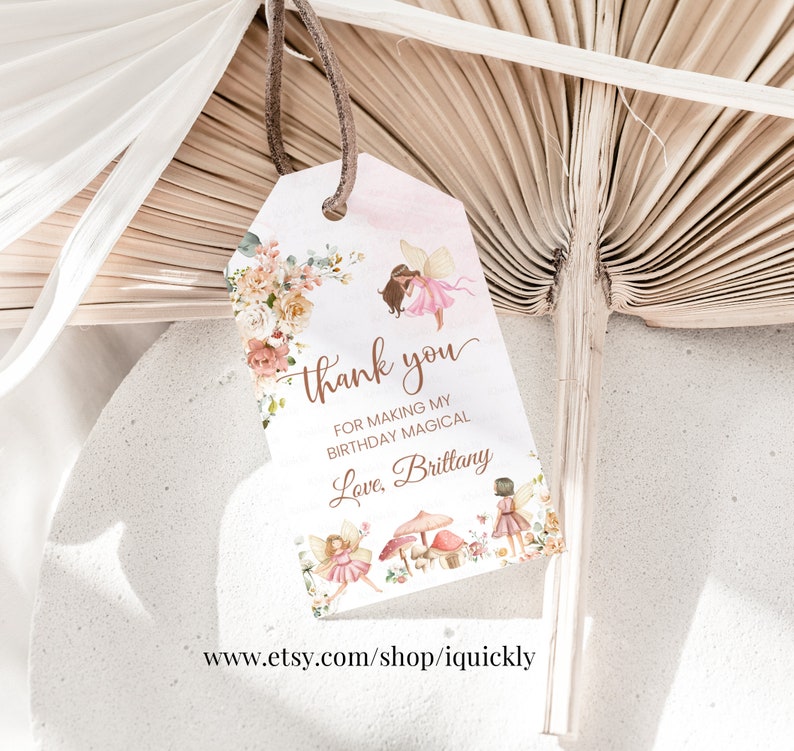 EDITABLE Fairy Favor Tags Girl Fairies 1st Birthday Thank You Garden ...