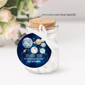 Editable Outer Space Favor Tags Space Birthday Thank You Label Galaxy ...