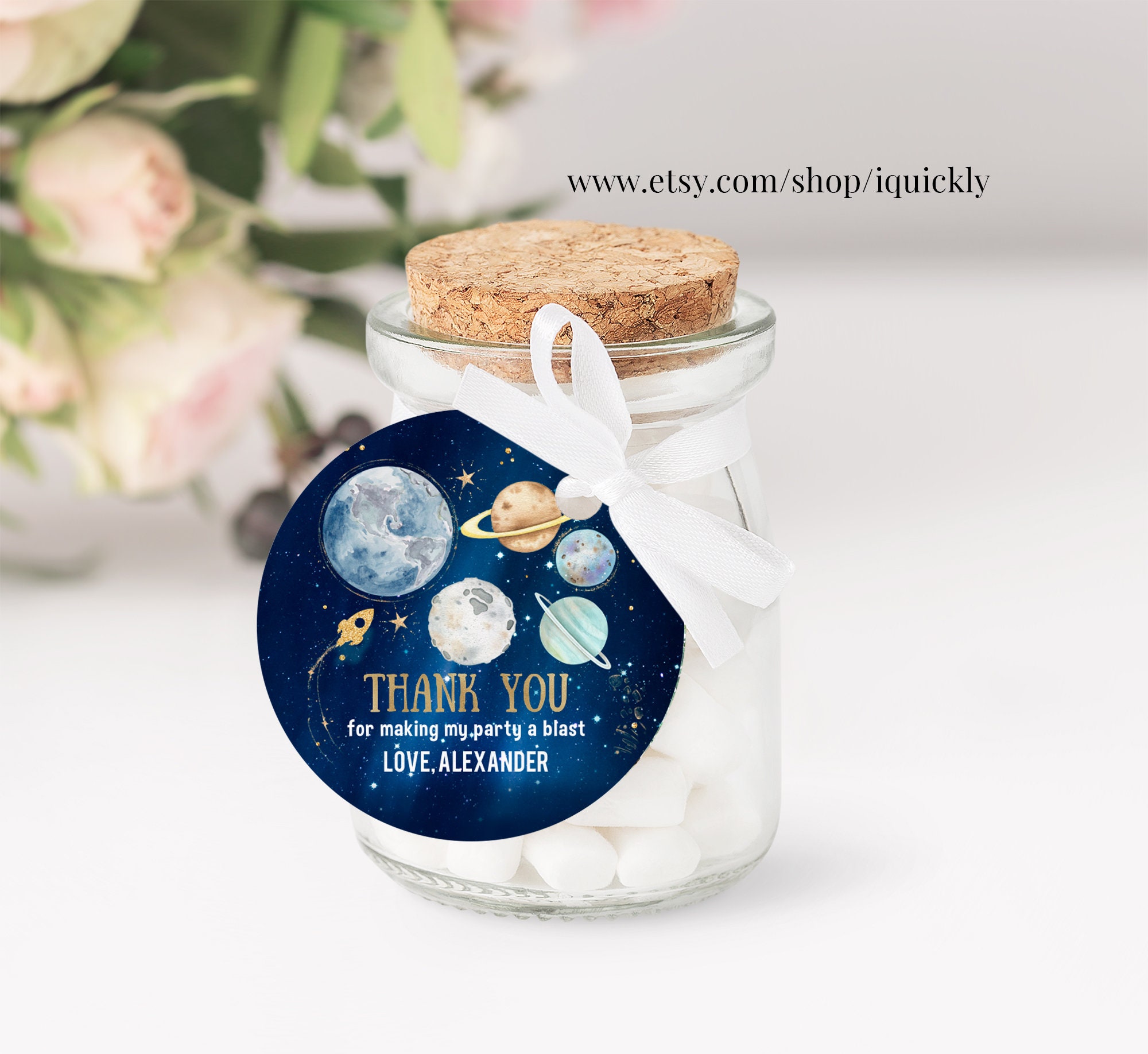 Editable Outer Space Favor Tags Space Birthday Thank You Label Galaxy ...