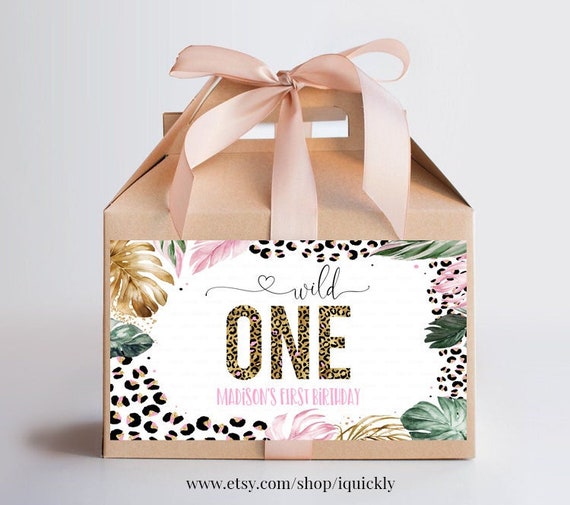 Editable Leopard print Box Label Printables Safari Jungle Favors gift ...