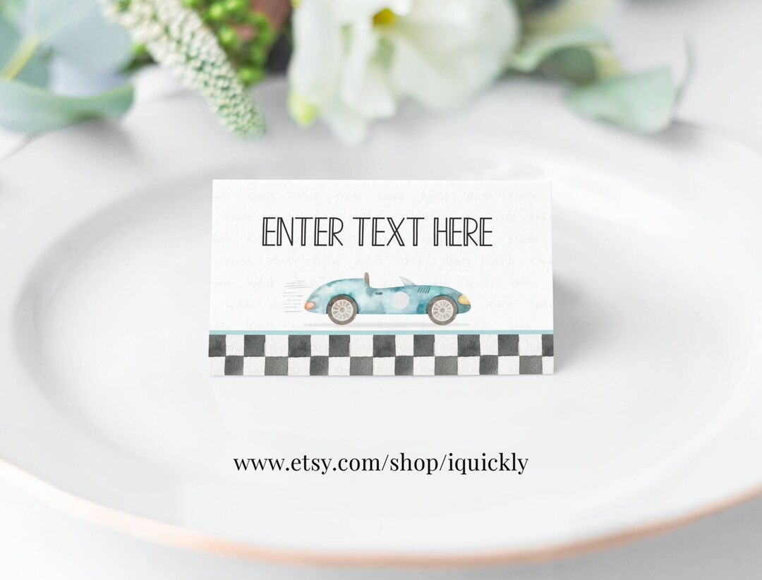 EDITABLE Two Fast Food Tags Racecar Party Buffet Label Racing Car Tent ...