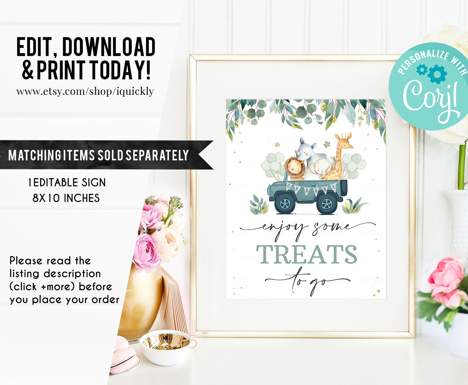 Editable Drive by Baby Shower Favor Tag Safari Animal Drive - Etsy