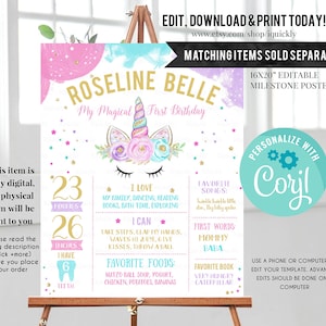 EDITABLE Unicorn Cupcake Toppers, Unicorn Circle Decoration, Unicorn ...