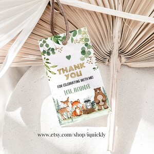 EDITABLE Woodland Party Favors,wild One Favor Tags, Woodland Animals ...