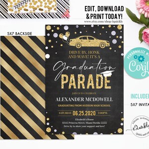 Editable Drive by Graduation Parade Invitation Drive Through Graduation ...