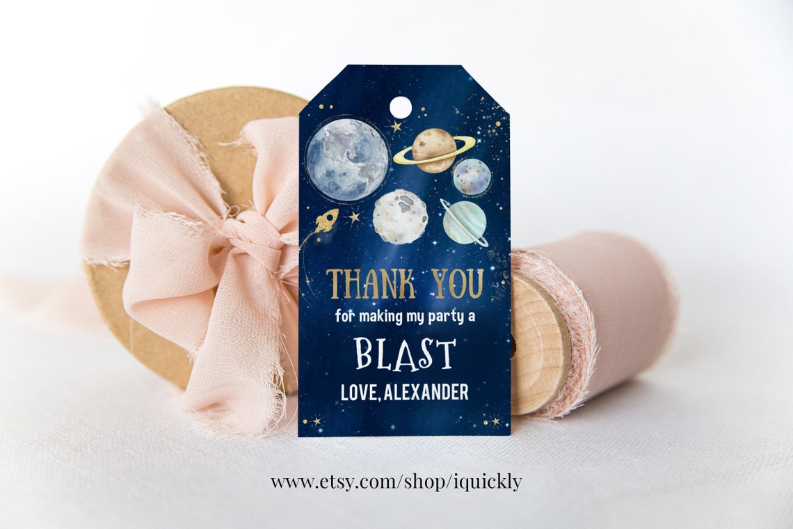 Editable Outer Space Favor Tags Space Birthday Thank You Label Galaxy ...