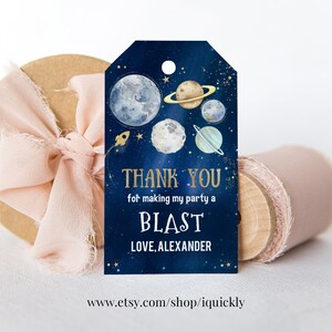Editable Outer Space Favor Tags Space Birthday Thank You Label Galaxy ...