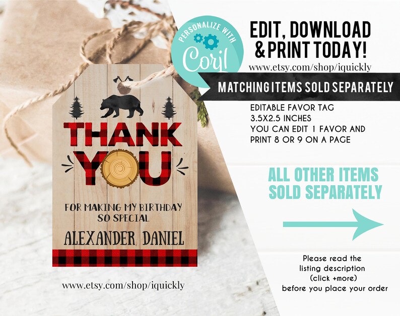 EDITABLE Lumberjack Banner Buffalo Plaid Birthday Banner - Etsy