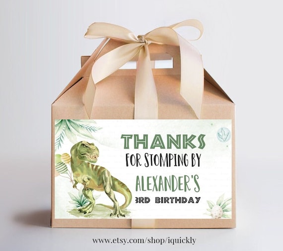 Editable Three rex favor Box Label Printables, Dinosaur Favors gift box ...