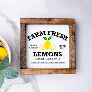 Farm Fresh Lemons Wood Sign, Farmhouse Sign, Rustic Home Decor, Signs ...