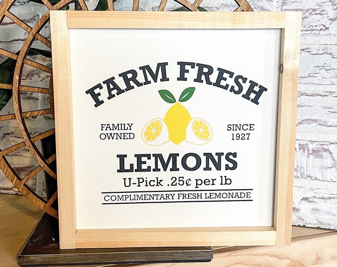 Farm Fresh Lemons Wood Sign, Farmhouse Sign, Rustic Home Decor, Signs ...