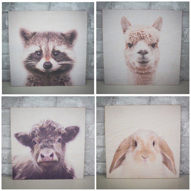 Animal Printed Sign With Wood Flowers Animal Decor Farmhouse - Etsy