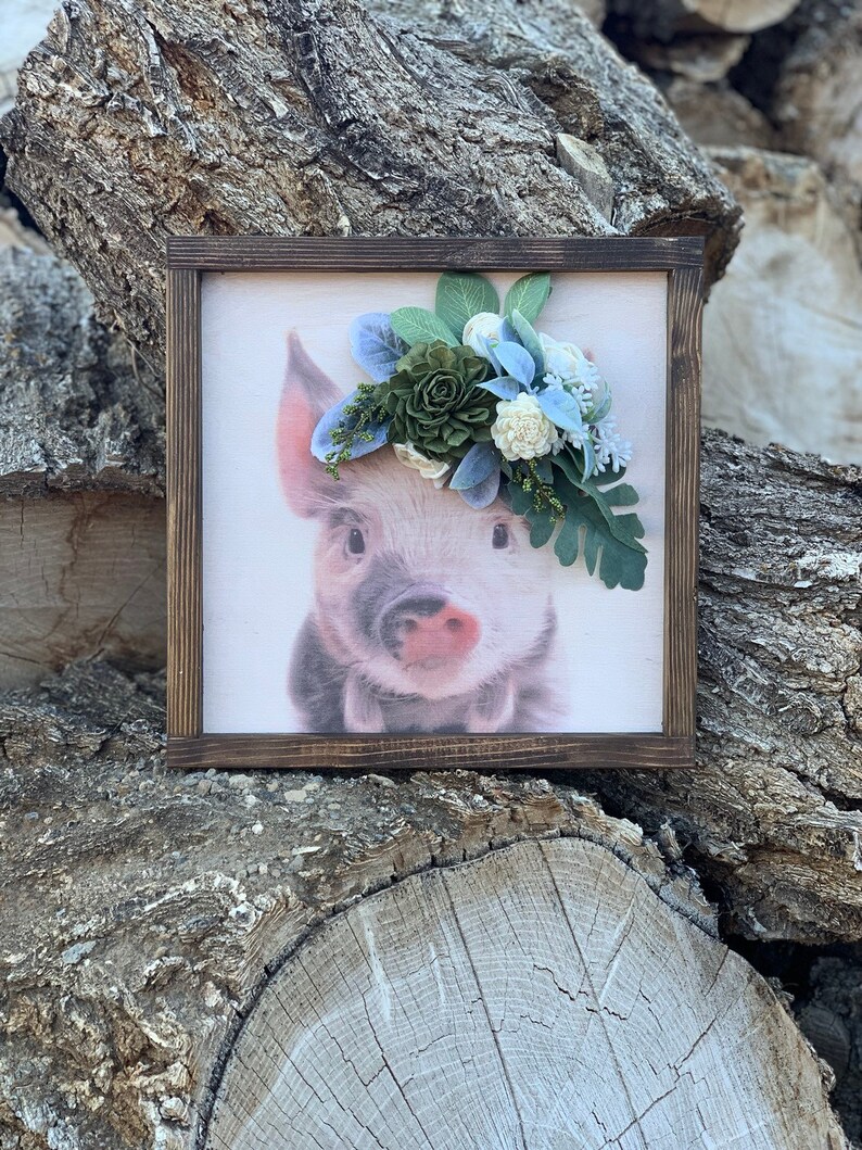 Animal Printed Sign With Wood Flowers Animal Decor Farmhouse - Etsy